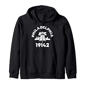 Philly Neighborhood 19142 Zip Code Philadelphia Liberty Bell Zip Hoodie