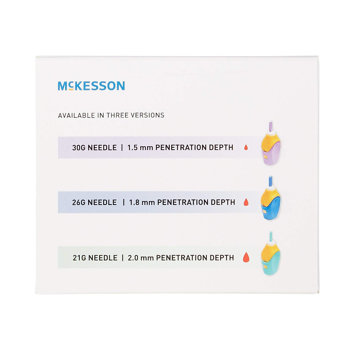 McKesson Safety Lancet, Retractable, Pressure-Activated Finger Device, Sterile - Ideal for Blood Testing - Single Use, 26 Gauge, 1.8mm Depth, 100 Count, 1 Pack