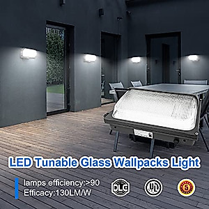LED Wall Pack Light with Dusk-to-Dawn Photocell,120W/100W/80W Selectable, 0-10V Dimmable 15600LM 5000K Daylight Outdoor Wall Light,Replace 450W MH/HPS, IP65 120-277V AC for Parking Lot DLC & UL Listed