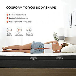 Sweetnight Queen Mattress in a Box - 12 Inch Plush Pillow Top Hybrid Mattress, Gel Memory Foam for Sleep Cool, Motion Isolating Individually Wrapped Coils, Queen Size, Twilight