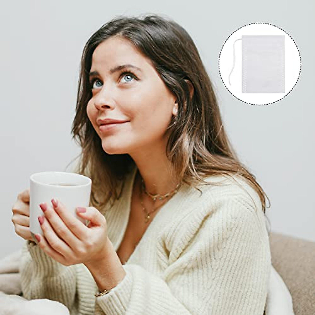 FRIUSATE 500Pcs Tea Bags for Loose Leaf Tea, Empty Tea Bags with String Disposable Tea Bags Fillable Natural Tea Filter Bags Drawstring Tea Bags Bulk for Loose Tea, Coffee, Spice, 2.36 x 3.15 Inch