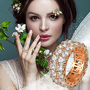 Rings Boys Engagement Round Cut Zircons Women Wedding Rings Jewelry Rings for Woman Full Diamond Ladies Ring (Gold, 11)