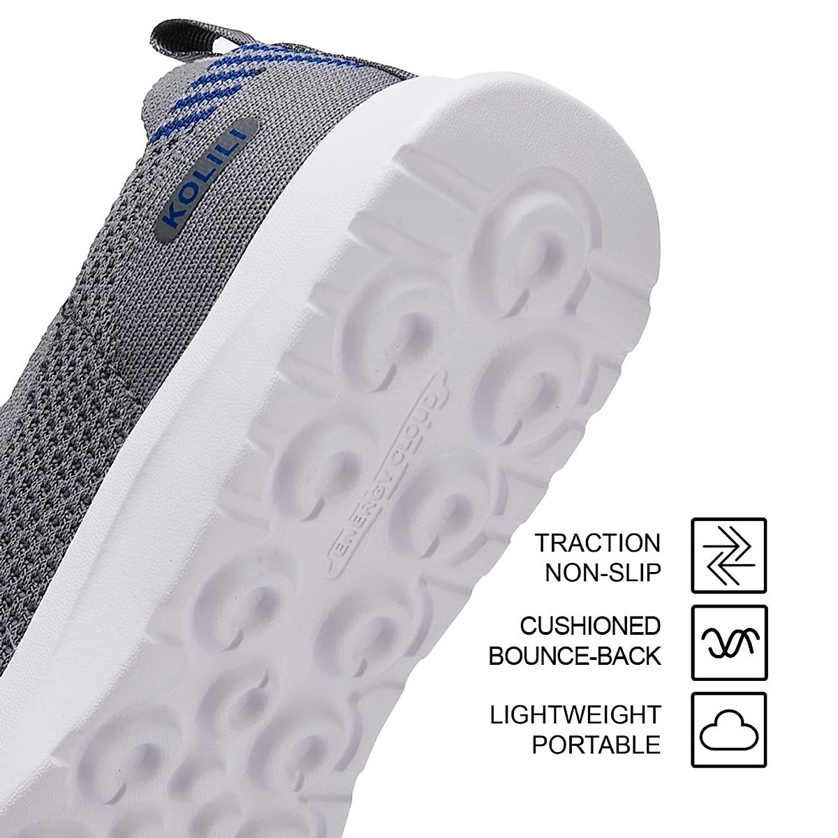 KOLILI Women's Walking Shoes Sock Sneakers Slip on Mesh Comfortable Running Shoes for Gym Travel Work, Dark Gray, US 7