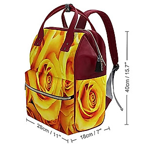 Yellow Rose Diaper Bag Backpack Large Capacity Mommy Bags Multifunction Nappy Bag Travel Back Pack Red-Style