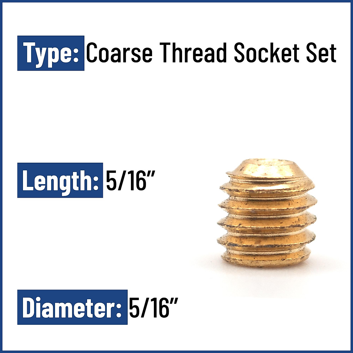 5/16"-18 x 5/16" Coarse Thread Socket Set Screw Cup Point Brass - Pack of 25