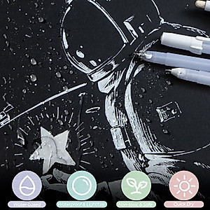 Ohuhu Gel Ink Pens: 12 Pack Extra Fine Point Pens Opaque Gel Ink Pens Smooth White Ink Pens for Highlight Black Paper Art Drawing Scrapbook Bullet Journal - Leahi (White, Gold & Silver Ink Pen)