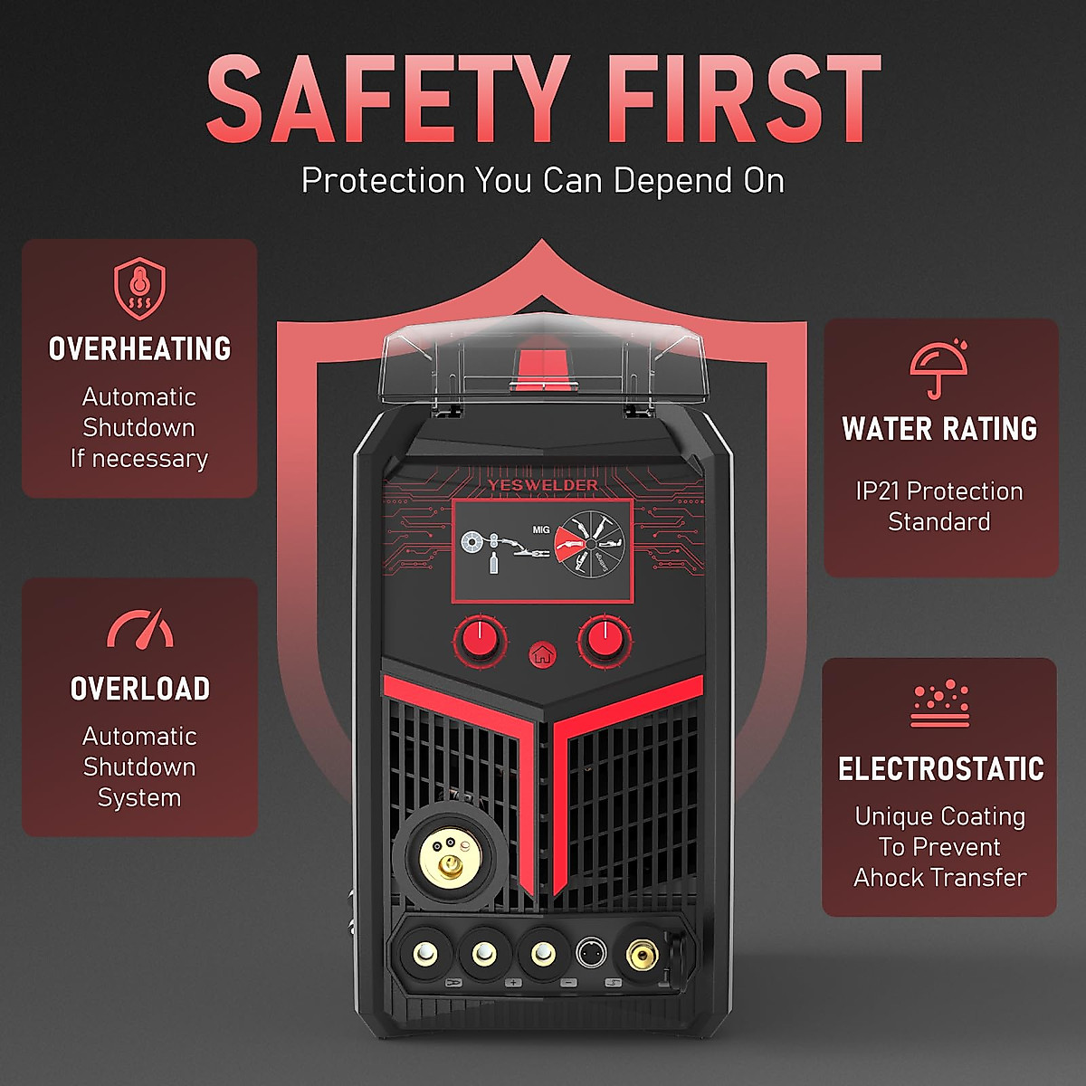 YESWELDER Plasma Cutter Welder Combo Gas MIG/Gasless MIG/Lift TIG/Stick/CUT 5 in 1 Welding Machine FIRSTESS MP200 Multi Process Welder