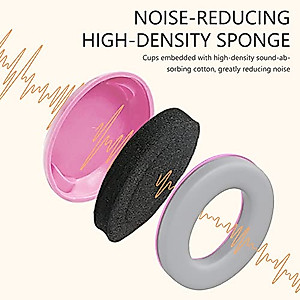LYSIAN Pink Baby Ear Muffs Noise Cancelling with Elastic Headband, Earmuffs for Infant Hearing Protection Sleeping, Nap, Travel, Games, Festival