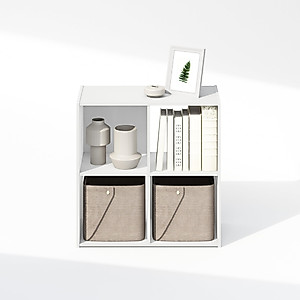 Furinno Pelli Cubic Storage Cabinet, Bookcase, Bookshelf, 4-Cube, White