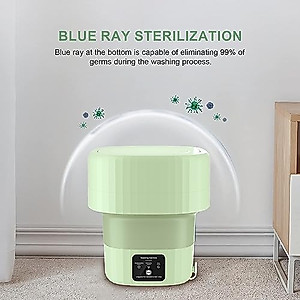 Yanpoake Foldable Portable Washing Machine and Spin Dryer 9L Compact Mini Washer for Baby Clothes Underwear Laundry Apartment RV Travel Camping, Green