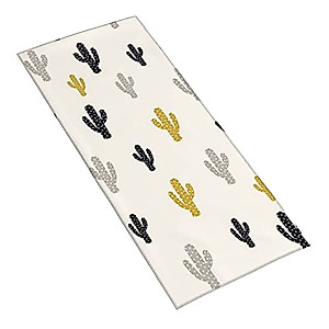 Gold Black Cactus Hand Towel for Bathroom Kitchen Microfiber Fingertip Bath Towels 12 X 27.5 Inch Soft Decorative Home Hotel Gym Laundry Room