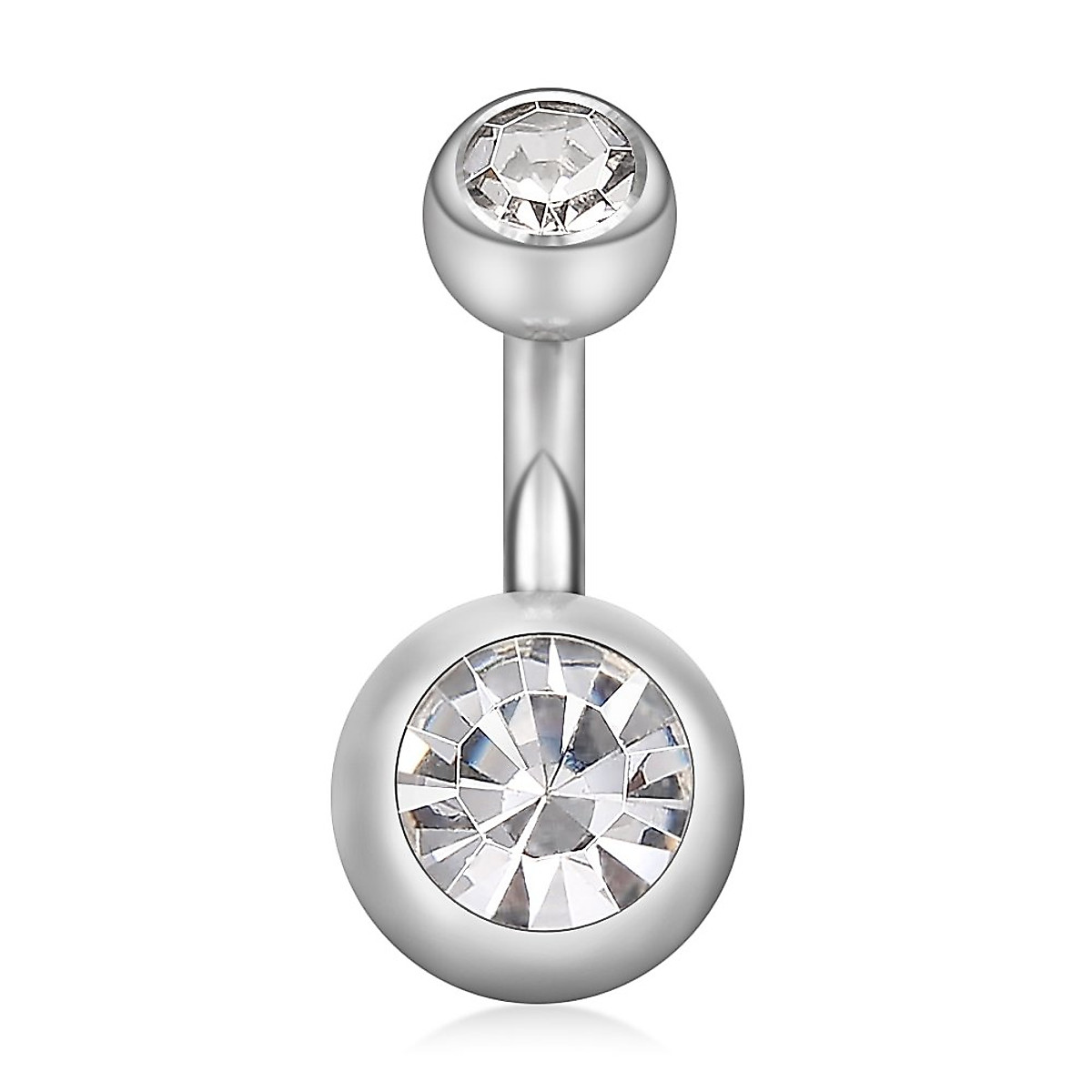 Ruifan 6PCS 316L Surgical Steel Double Clear Crystal 14G 6mm 1/4 Inches Short Belly Earring Navel Button Ring - Mix Color 2#