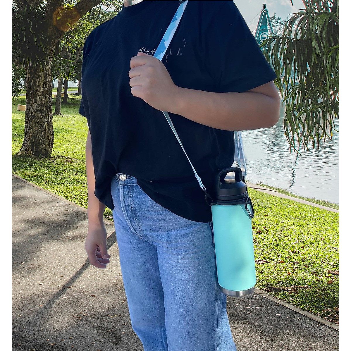 One MissionX Bottle Sling for YETI Rambler, Shoulder Strap Carrier for 64oz 46oz 36oz 26oz 18/12oz Water Bottles, Durable Accessories for Walking & Hiking (Summit, Rambler 12 18 26 36 46 64 oz)