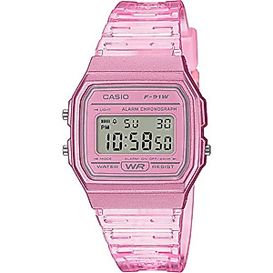Casio F-91WS-4EF Unisex Transparent Silicone Pink Watch