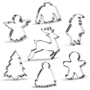 Large Christmas Cookie Cutter Set - 7 Piece - Stainless Steel