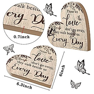 Sympathy Gift Memorial Heart Present for Loss of Loved One Wooden Remembrance Bereavement Gift Condolence Sign Loss of Father Mother Son Brother Decor 6.3 x 6 x 0.7 Inches(Simple Style)