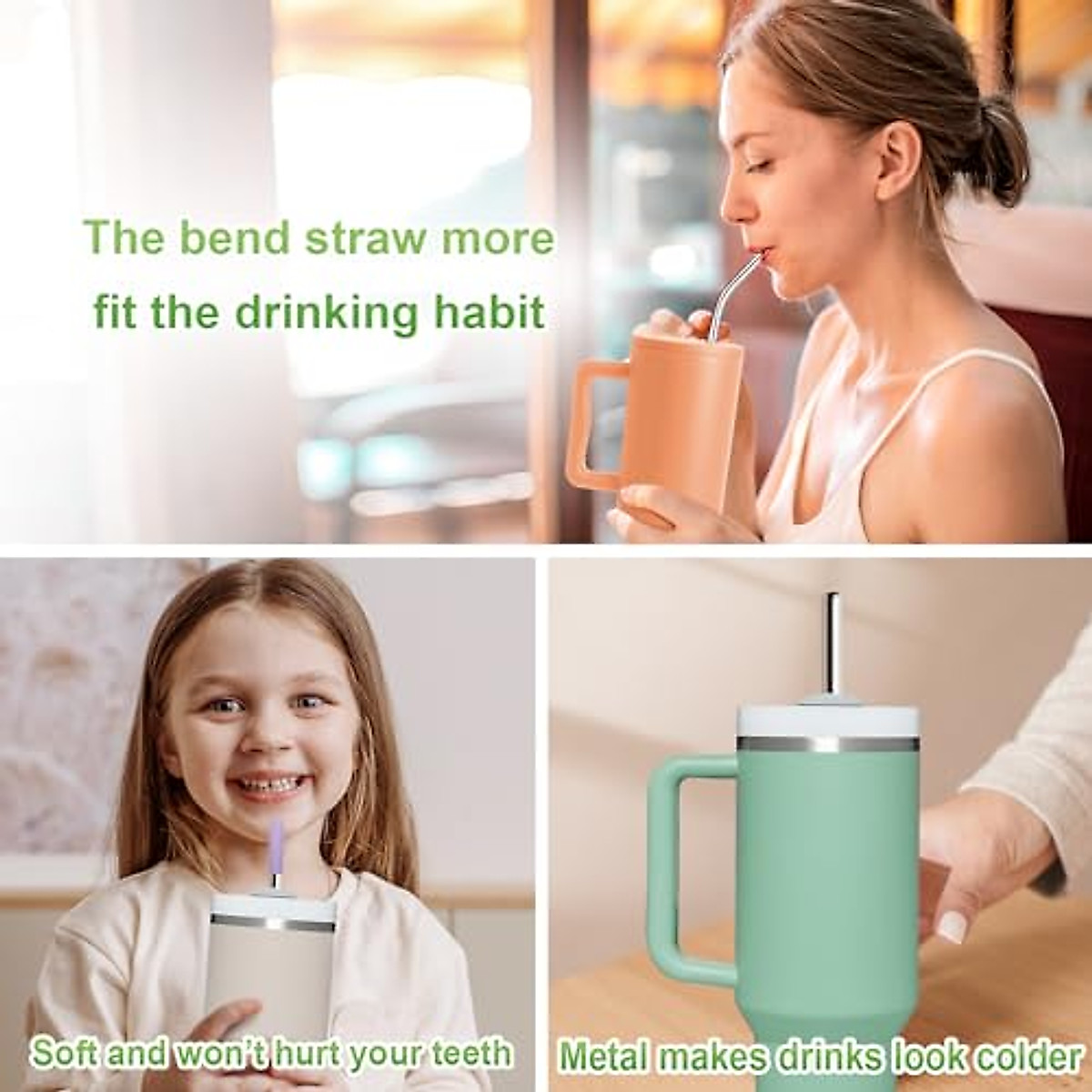 MLKSI Stainless Steel Straw Replacement for Hydrapeak Voyager 40 oz Tumbler With Handle, 6 Pack