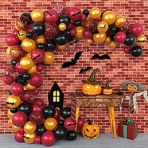 Magic Wizard School Balloon Garland Arch Burgundy Black Gold Latex Balloons Confetti Balloon Bat Sticker Tie Glasses Frame Set for Baby Shower Birthday Party Decorations