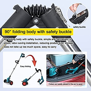 Geevorks String Trimmer/Edger, 21V Electric Weed Wacker Foldable/Telescopic Cordless Weed Eater with Wheels, Lawn Edger with 2PCS 2000mAh Rechargeable Battery/Fast Charger/ 3 Kinds of Blade-s