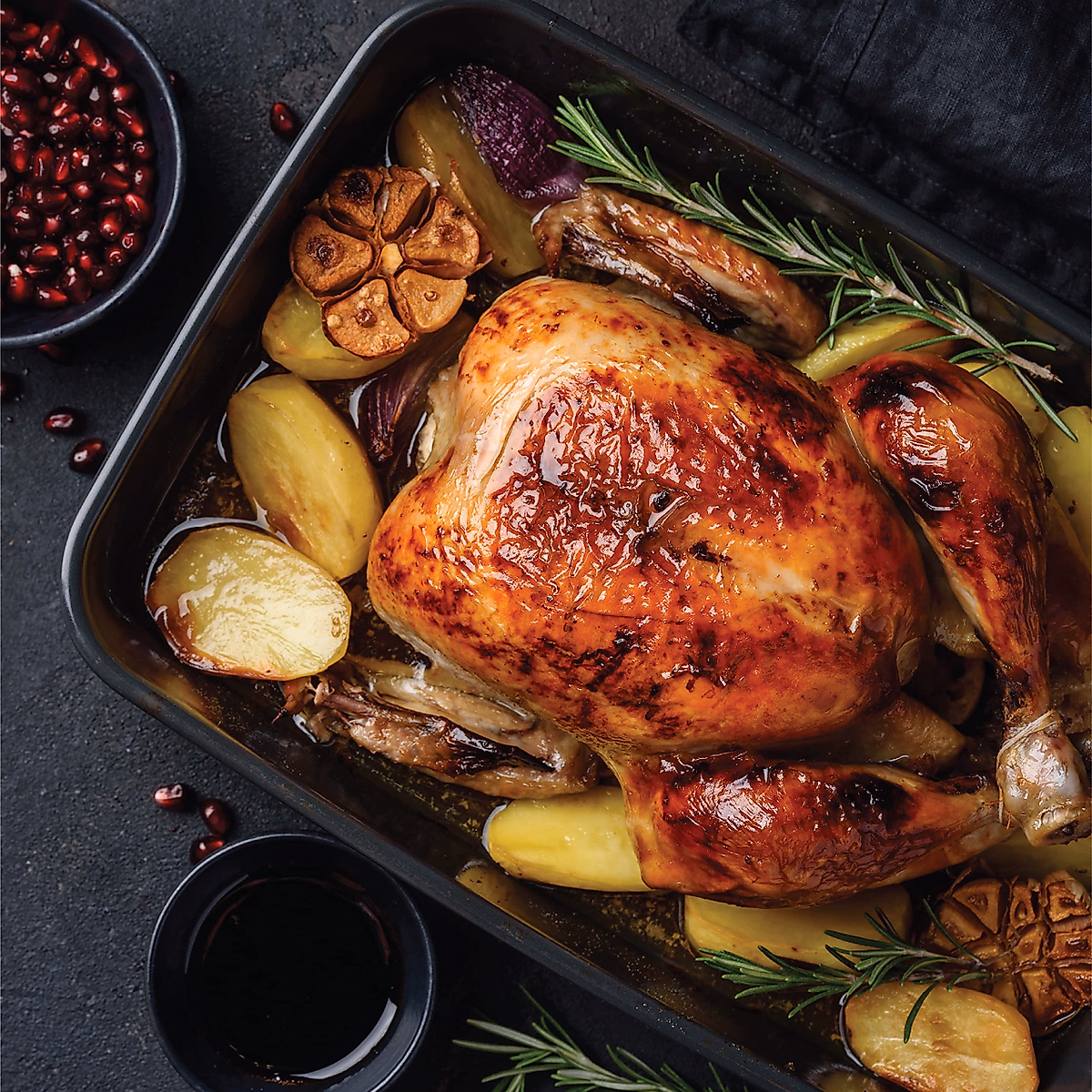 Baker's Secret Nonstick Roaster Pan 15" x 9" Curved Corners, 0.9mmm Thick Carbon Steel Oven Roasting Pan 2 Layers Food-Grade Coating, Non-stick Pan, Cookware Accessories - Advanced Collection