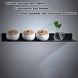 Wall Mounted Wall Shelves Bathroom Shelf Bookcases Black Display Shelf Storage Rack Floating Shelves Kitchen Wall Shelf 19.7inch Black Aluminum Toilet Accessories Free of Punch or Punch 1 Pack Metal