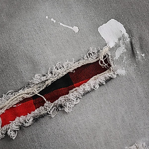 Maiyifu-GJ Men's Ripped Patch Skinny Jeans Distressed Stretch Biker Denim Pencil Pants Tapered Leg Patches Slim Fit Jean (Grey,XX-Large)