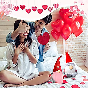 15 Pcs Gnome Beards for Crafting Easter Day Faux Fur Fabric Precut Gnomes Beards Handmade 30 Pieces Wood Balls for Halloween Christmas Valentine's Day Independence Day (Pink, White)