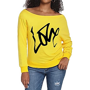 AM CLOTHES Sweatshirt for Women Off Shoulder Oversized Sweatshirts Long Sleeve Sweaters Shirts Tops 3X-Large 01-yellow