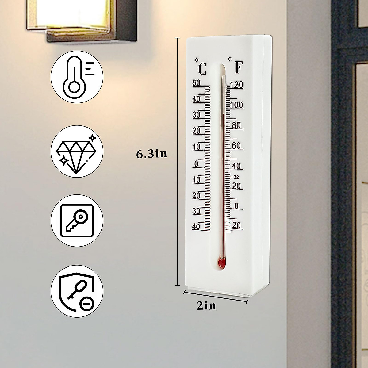 Dexspoeny Key Cabinet Outdoor, Key Lock Box, Thermometer Decorative Hide a Keys Lockbox for Outside Waterproof Dexspoeny Secret Hidden Storage Coins, Money and Hold House Spare Keys for Safe Storage