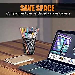 Pen Holder, Mesh Pencil Pen Holder Cup, for Desk Office Pen Organizer, Black Round Pencil Holder for School, Home, Office and other Office Desk Organizers (6 Pack)