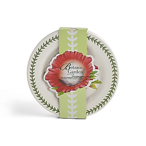 Portmeirion Botanic Garden Collection Salad Plate | Set of 4 Round Salad Plates | 8 Inch Plates with Poppy Motif | Made from Melamine for Indoor and Outdoor use | Dishwasher Safe