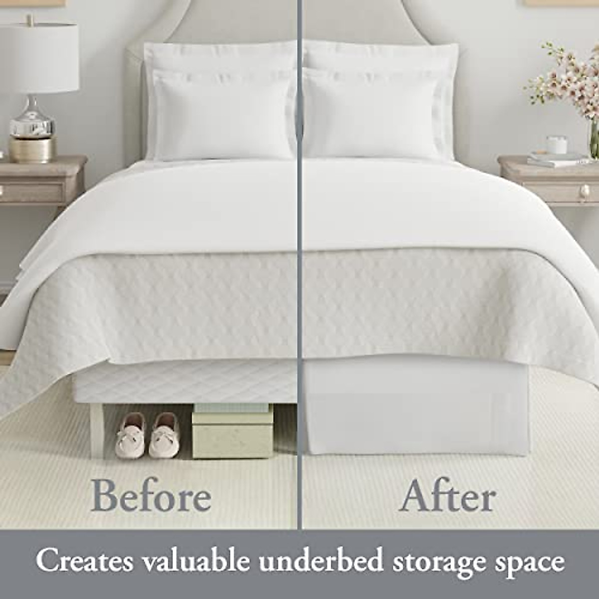 Bed Maker’s Never Lift Your Mattress Microfiber Wrap-Around Bed Skirt, Tailored Style, Classic 14 Inch Drop Length, California King, Grey