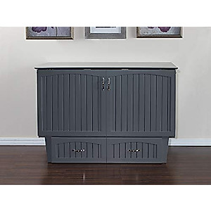 AFI Nantucket Murphy Bed Chest Queen Grey with Charging Station & Cool Soft Mattress