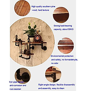 Home Metal Wall Decor, Industrial Rustic Modern Wood Ladder Pipe Wall Mounted Floating Shelves - Bookshelf, DIY Storage Shelving, Hung Bracket, Bookcase, 3-Tiers Rustic Floating Bar Shelves Wine Shelf