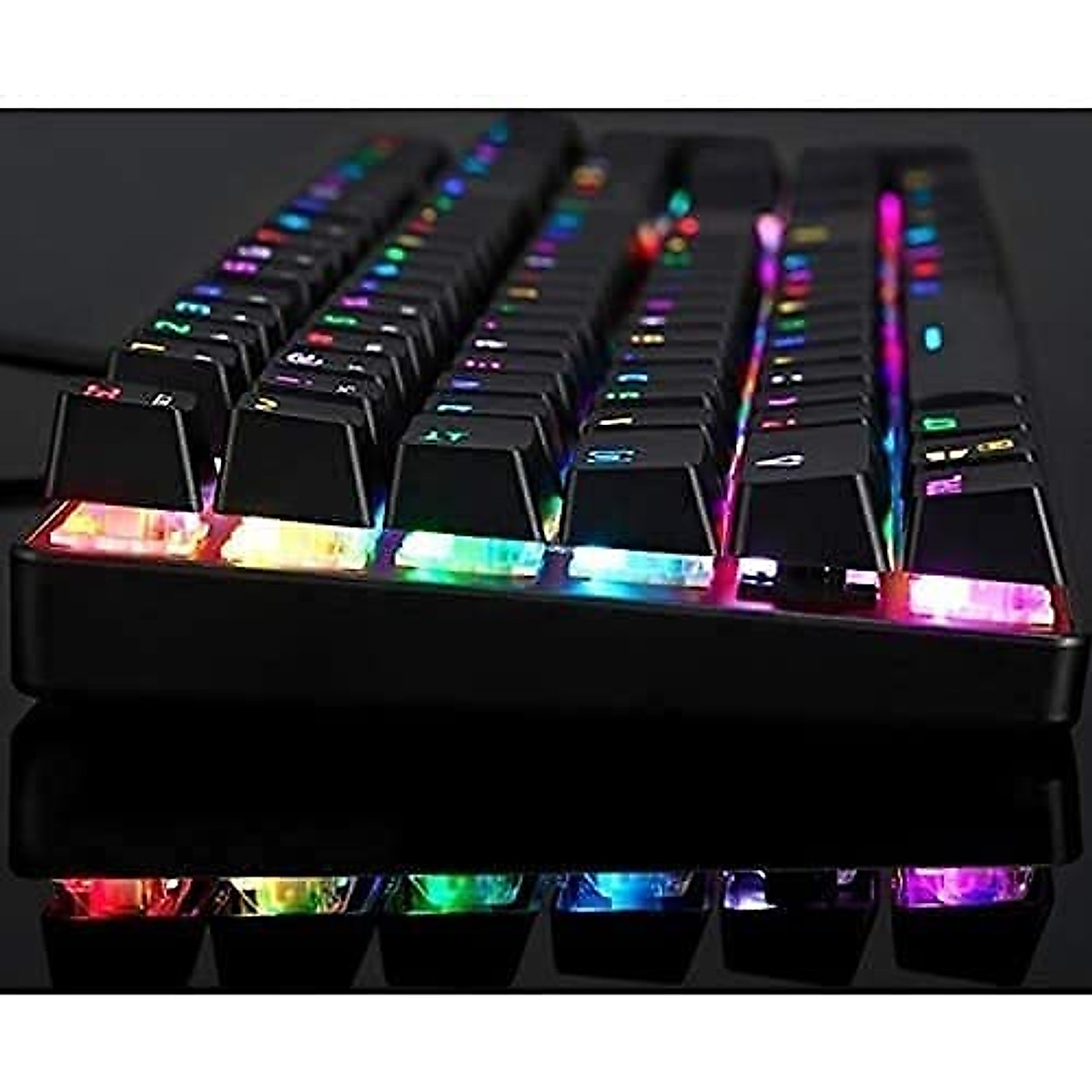 Feiyx Second Hand Wired Mechanical Keyboard 104 Keys RGB Blue Switch LED Backlit Anti-Ghosting Gaming Keyboard Premium,for Windows PC/MAC Games