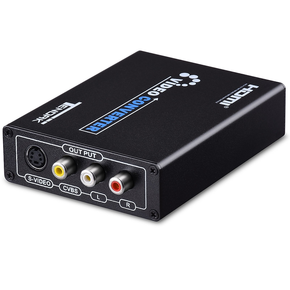 Tendak HDMI to Composite 3RCA AV S-Video R/L Audio Video Converter Adapter Upscaler Support 720P/1080P with RCA/S-Video Cable for PC Laptop Xbox PS3 TV STB VHS VCR Camera Blue-Ray DVD