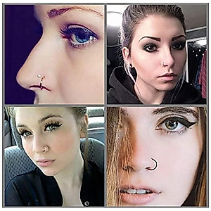 Doubyan Nose Rings Hoop 20 Gauge 8mm Nose Piercing Hoop Stainless Steel Surgical Steel Body Jewelry (20G-8mm, 9 Pcs - Black+Blue+Multicolor)