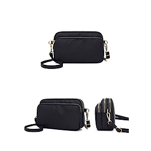 Nylon Small Women Crossover Body Phone Purse Bag Wristlet Clutch Wallet Handbag for Samsung Galaxy S20 Ultra, S20 FE 5G, A11 A21 A51 A71 A10S A20S A21S A20, Note 20 10 9,S10 Lite S10 Plus (Black)