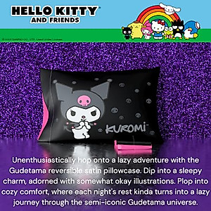 Franco Collectibles Hello Kitty & Friends My Melody & Kuromi Beauty Silky Satin Standard Reversible Pillowcase Cover 20x30 for Hair and Skin, (Officially Licensed Product)