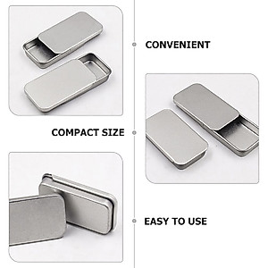 Hemoton 20pcs Rectangular Slide Top Tinplate Box Sliding Cover Push-Pull Tin Box Metal Tin Containers for Candies Jewelry Crafts Lip Balm Storage 60x34x10mm
