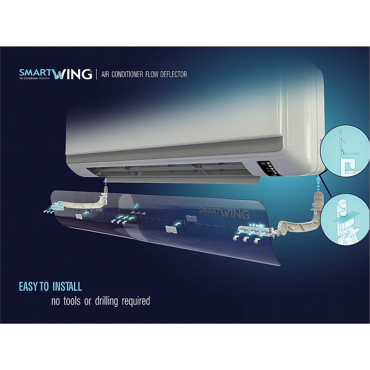 Baffle Shield for Air Conditioner, AC Split Unit Flow Deflector, Air conditioner accessory, Adjustable Smart Wing