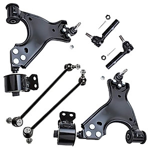 Detroit Axle - Front 6pc Suspension Kit for 2008-2017 Buick Enclave Chevy Traverse 2007-2016 Acadia Saturn Outlook 2 Lower Control Arms with Ball Joints 2 Sway Bars 2 Outer Tie Rods Replacement