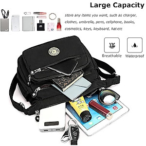 LassZone Women's Shoulder Bags Multi-Pocket Casual Crossbody Bag Handbags Waterproof Nylon Messenger Travel Bags Ladies Tote