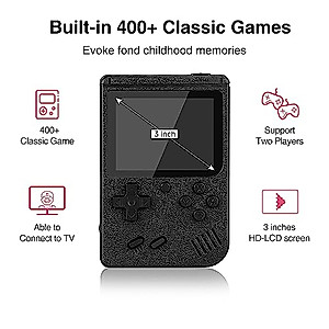 Handheld Game Console - Vaomon Retro Handheld Game Console Comes with Portable Shell, 400+ Classical FC Games, Gameboy Console Support Connecting TV & 2 Players, Ideal Gift for Kids & Lovers