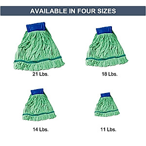 Arkwright Microfiber Tube Mop Head Replacement - (Bulk Case of 12) Heavy Duty, Lint Free, Super Absorbent & Bleach-Safe, Janitorial Essential for Commercial & Industrial Floor Cleaning, 14 oz, Green