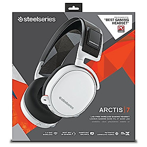 SteelSeries Arctis 7 Legacy Edition, Lag-Free Wireless Gaming Headset, DTS 7.1 Surround for PC, PC/Mac/Playstation 4/Mobile/VR - White