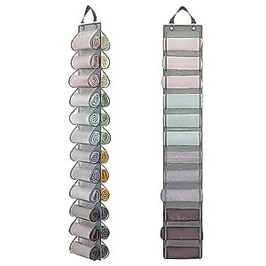 Fixwal Legging Organizer Legging Storage Bag Storage Hanger Closet Organization Holds 24 Leggings or Shirts, Jeans, and More - Grey