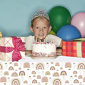 2Pack Boho Rainbow Tablecloth for Boho Rainbow Table Cover Party Supplies Decorations (70.9" x 42.5")