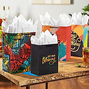Hallmark Mahogany Gift Bag Assortment (8 Bags: 4 Medium 9", 4 Large 11") for Birthdays, Holidays, Graduations, Bridal Showers