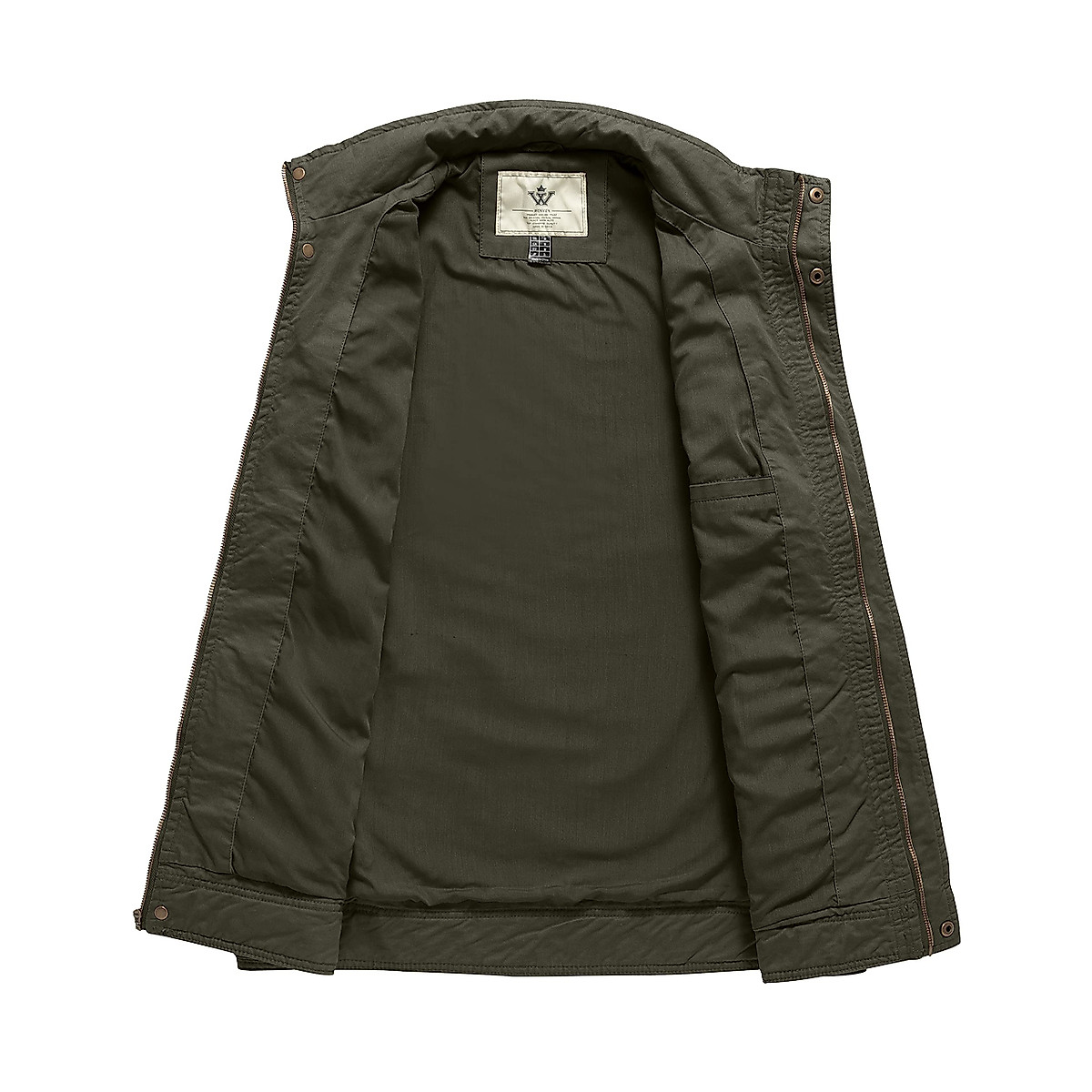 WenVen Men's Military Casual Cotton Jacket Outwear (Army Green, X-Large)